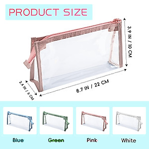 XJMWXHFC 4Pcs Travel Cosmetic Makeup Bags, Clear Pencil Cases, Transparent Pencil Pouch with Zipper, Multi-function Stationery Organizer for Adults Home, Office, Vacation (Blue, Green, White, Pink)