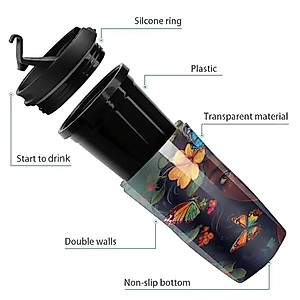 African Am-erican Flower Black Women Travel Coffee Mug Reusable Coffee Cup Tumbler with Lid for Outdoor 250ml