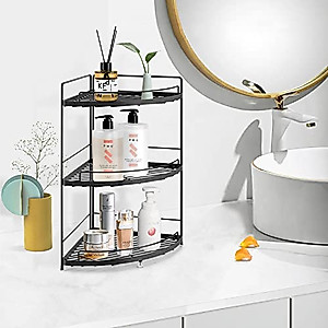 MASALUO 3-Tier Spice Rack for Countertops, Kitchen Countertop Corner Storage Organizer Seasoning Storage Shelf, Black