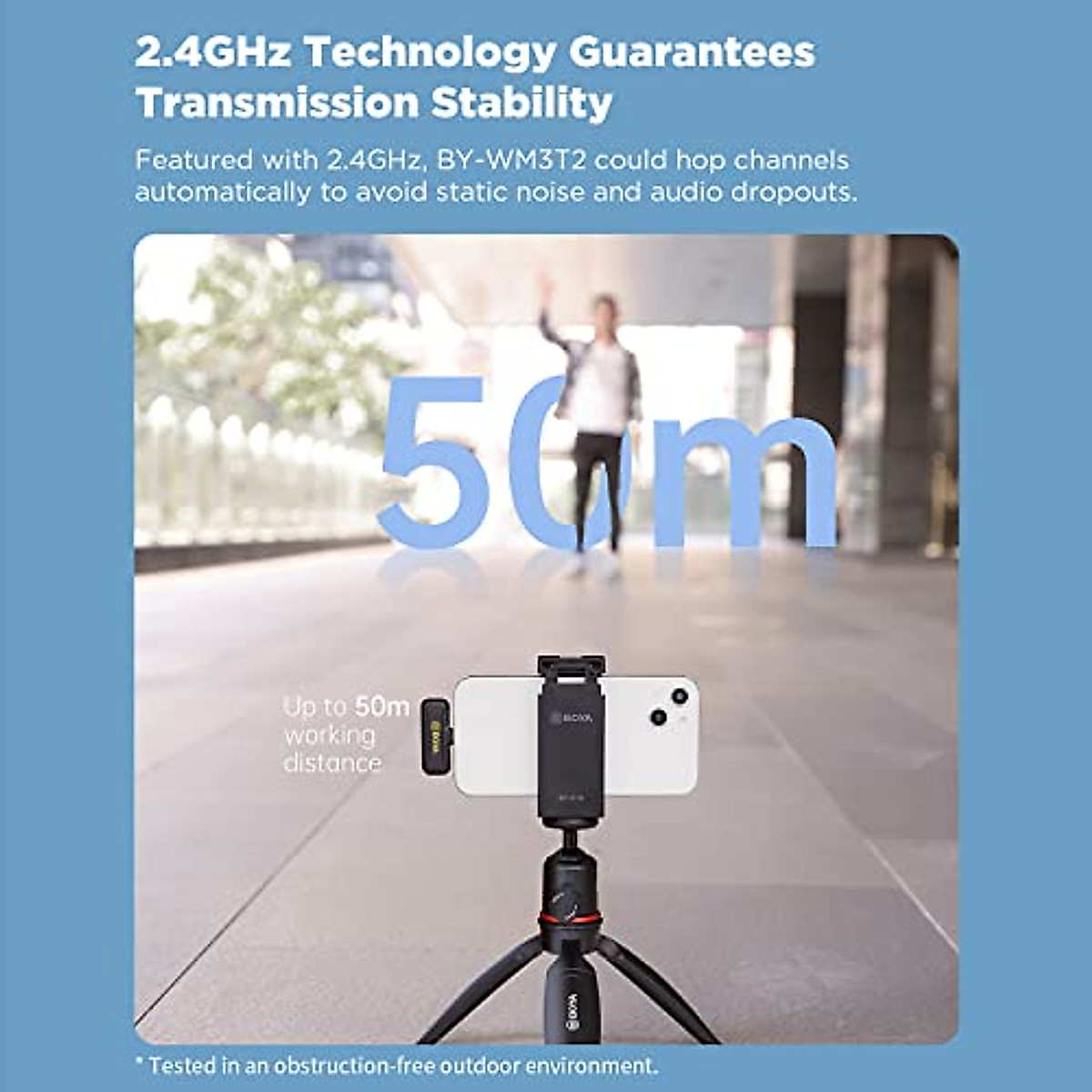 CalmGeek BY-WM3T2-D2 One-Trigger-Two Mini 2.4G Wireless Microphone System Clip-on Microphones 50M Transmission Built-in Battery Replacement for 13/12/11/10 Vlog Live Streaming