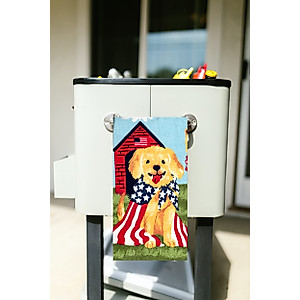 4th of July USA Home Decor Patriotic Puppy Dog Yellow Lab Kitchen Towel Set