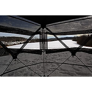 Ameristep FieldView 3 Durable One-Way View See-Through Mesh Hub Style Hunting Ground Blind | 3 Hunters Concealment | Mossy Oak DNA Camo