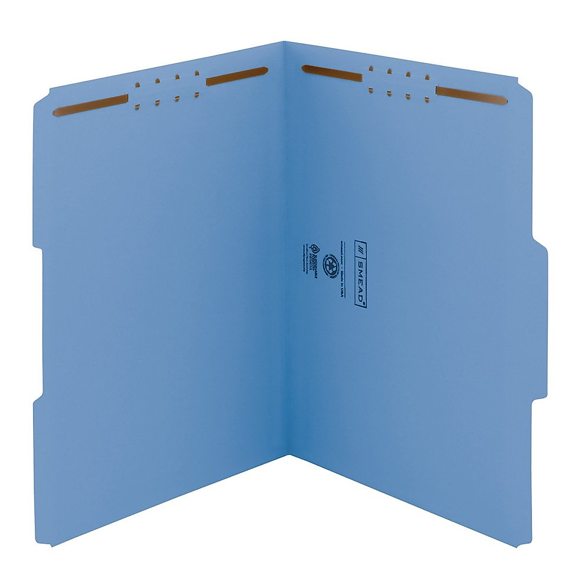 Smead 100% Recycled Fastener File Folder, 2 Fasteners, Reinforced 1/3-Cut Tab, Letter Size, Blue, 50 per Box (12041)