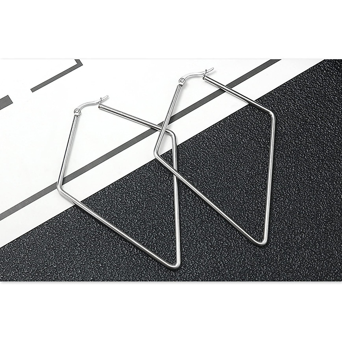 4 Pairs Stainless Steel Geometric Hexagon Round Square Thin Hoop Earrings for Women Jewelry Set-silver