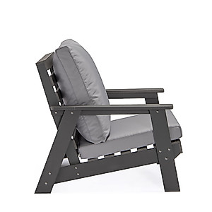 Inspired Home Estefany Outdoor - 3Pc Seating Group | Strong & Durable | Fade Proof with Washable Cushions | Dark Gray