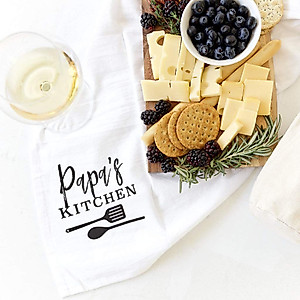 The Cotton & Canvas Co. Papa's Kitchen Soft and Absorbent Kitchen Tea Towel, Flour Sack Towel and Dish Cloth