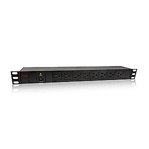 Maruson Basic PDU, 8 5-15R Outlets, 120V / 15A, 5-15P, 19" 1U Horizontal Rackmount Power Distribution Unit, 10 ft Cord, UL Certified & RoHS Compliant, for Server Racks and Networking, PDU-R1508