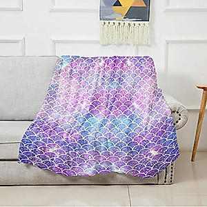 Mermaid Throw Blanket,Flannel Fleece Blanket,Soft Cozy Fuzzy Comfy Warm Cute Lightweight Blanket for Girl,Kid,Toddler,Baby-ombre Microfiber Blanket for Couch,Bed,Sofa,Chair-Crib Stroller Nap-60" x 50"