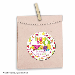 Tutti Fruitti Birthday Party Thank You Sticker Labels, 40 2" Party Circle Stickers by AmandaCreation, Great for Party Favors, Envelope Seals & Goodie Bags