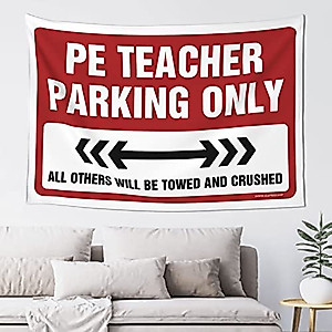 Man Cave Rules Pe Teacher Parking Only Tapestry Space Decor Vintage Decor (Size : 75X100CM)