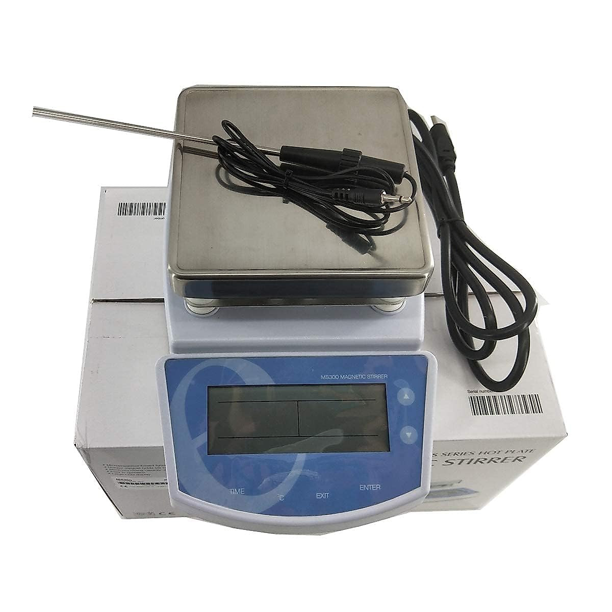MS300 Hot Plate Magnetic Stirrer Digital Thermostatic Magnetic Stirrer with Maximum Stirring Capacity 2 Liters LCD Display Max Temperature 300 Degree Celsius