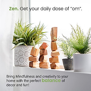 PERCHED Natural Pine Stacking Rocks, Large Wooden Blocks, Montessori Puzzle Game, Toddler Toys For Classroom, Wood Balancing Stones Set (12 Pc)