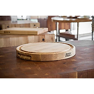 John Boos Block CB1051-1M1515175 Maple Wood Round Cutting Board with Juice Groove, 15 Inches Round x 1.5 Inches
