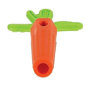 Nuby Silicone Carrot Tube Teether - Baby Teething Toy - Massaging Bristles for Sore Gums - 3+ Months - Toddler Easter Basket Stuffer