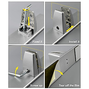 2 Pcs Sneeze Guard Clamp, Bracket Sneeze Guard Shield Base for Countertops, Stick On Heavy Duty Auminum Partition Guard Clamp, Panel Support Clamp Stand for Clear Desktop Counter Reception