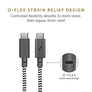 Native Union Type-C Belt Cable Pro - USB-C to USB-C 8ft Ultra-Strong Charging Cable with Leather Strap Compatible with MacBook Pro 2017-2020, MacBook Pro 13" M1/ M2, Air 13" M1, Surface Go 3 (Zebra)