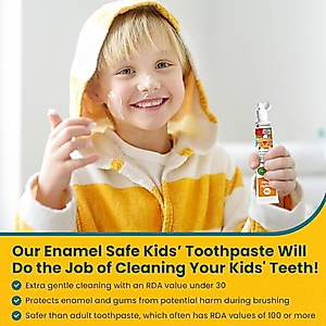 Pearlie White All Natural Fluoride Free Kids Toothpaste 1.58oz/45gm | Extra Gentle Enamel Safe Toothpaste | Helps Fight Against Plaque Formation | Under 30 RDA | Natural Strawberry Flavor