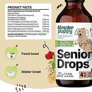 Senior Dog Drops - Immune, Thyroid & Cognitive Support for Elderly Dogs of All Breeds & Sizes - Antioxidant Support for Older Dogs - Liquid Vitamins and Supplements for Senior Wellness - 4 oz