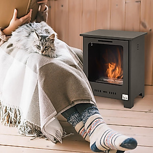 HOMCOM 19.75" Ethanol Fireplace, Freestanding Alcohol Fireplace Stove with 0.25 Gal Tank Capacity, Flame Snuffer - Black