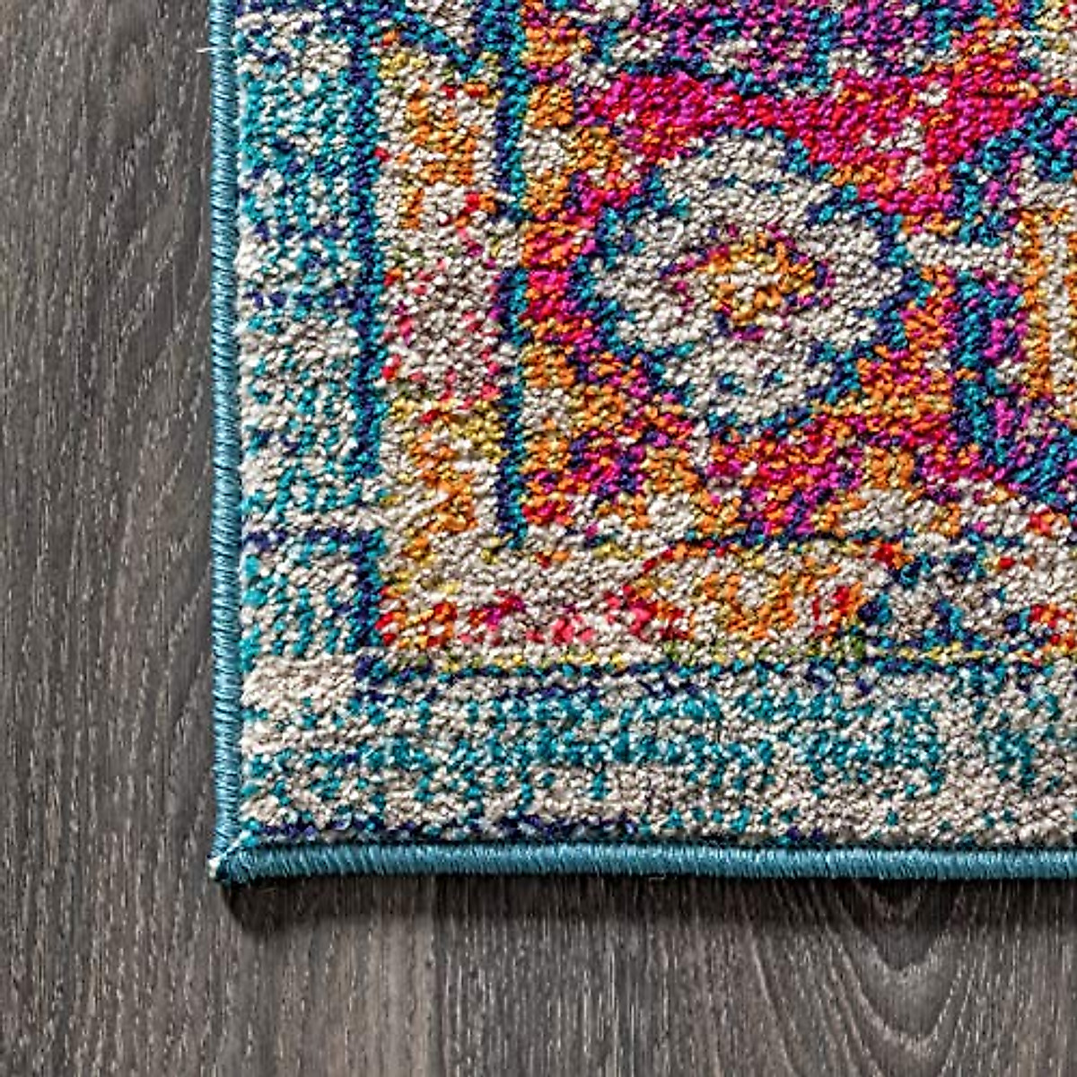JONATHAN Y BMF100A-8 Bohemian Flair Boho Vintage Traditional Medallion Indoor Area-Rug Floral Easy-Cleaning High Traffic Bedroom Kitchen Living Room Non Shedding, 8 ft x 10 ft, Blue/Red