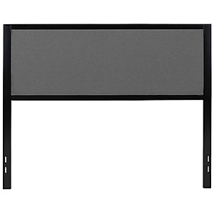 Flash Furniture Melbourne Metal Upholstered Queen Size Headboard in Dark Gray Fabric