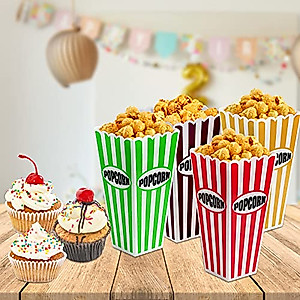 Jucoan 16 Pack Plastic Open-Top Popcorn Box, 7.5 x 3.5 Inch Reusable Popcorn Containers for Movie Night, Party