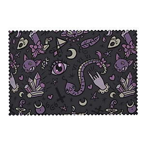Purple Black Goth Spooky Placemats Set of 6, Rectangular Washable Placemats for Dining Table, Farmhouse Non-Slip Heat-Resistant Woven Table Mats Wipeable Thick Place Mats for Kitchen Party 12x18 Inch