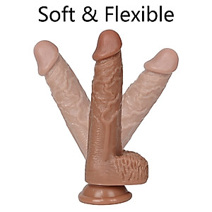 Realistic Silicone Dildo for Women: 8 Inch Soft Anal Dildo with Strong Suction Cup for Hands-Off Play, Body-Safe Material Dildo Adult Sex Toys for Female and Men