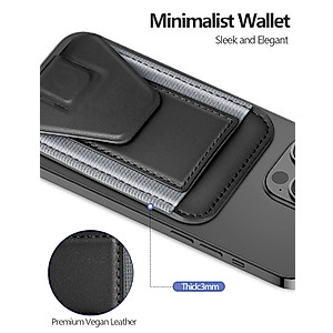 ExtreLife Magnetic Wallet Card Holder Compatible with MagSafe Wallet Stand for iPhone 16/15/14/13/12 Series, Leather Magnetic Phone Wallet with Adjustable Stand, Minimalist EDC, Fit 7 Cards, Black