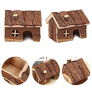 Hamster Wooden House Small Pets Hideout + Flying Saucer Silent Running Exercise Wheel for Dwarf Hamster Russian Robo