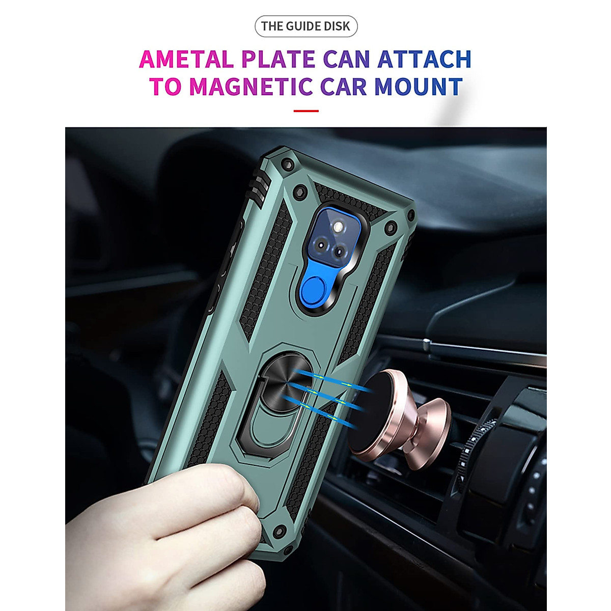 YZOK Compatible with Moto G Play Case,with HD Screen Protector,[Military Grade] Ring Car Mount Kickstand Hybrid Hard PC Soft TPU Shockproof Protective Case for Motorola G Play 2021 (Dark Green)