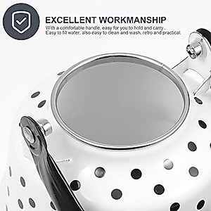 YARDWE Enamel Teapot Stovetop Tea Kettle: Porcelain Enameled Teakettle Dot Pattern Hot Water Kettle Pot for Camping Home Kitchen 1. 1L White