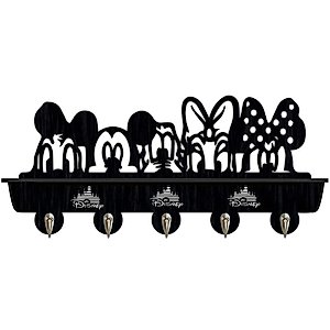 deksu Disney Cartoon Characters Animals Art Wall Mounted Decorative Coat Hooks (Mickey Mouse 5 Hooks Black) , Farmhouse Mounted Coat Rac