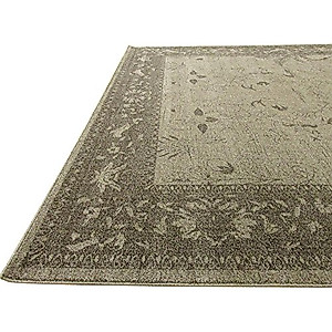 Unique Loom La Jolla Collection Farmhouse, Contemporary, Botanical, Traditional, Vintage Area Rug, 9 x 12 ft, Light Brown/Dark Brown
