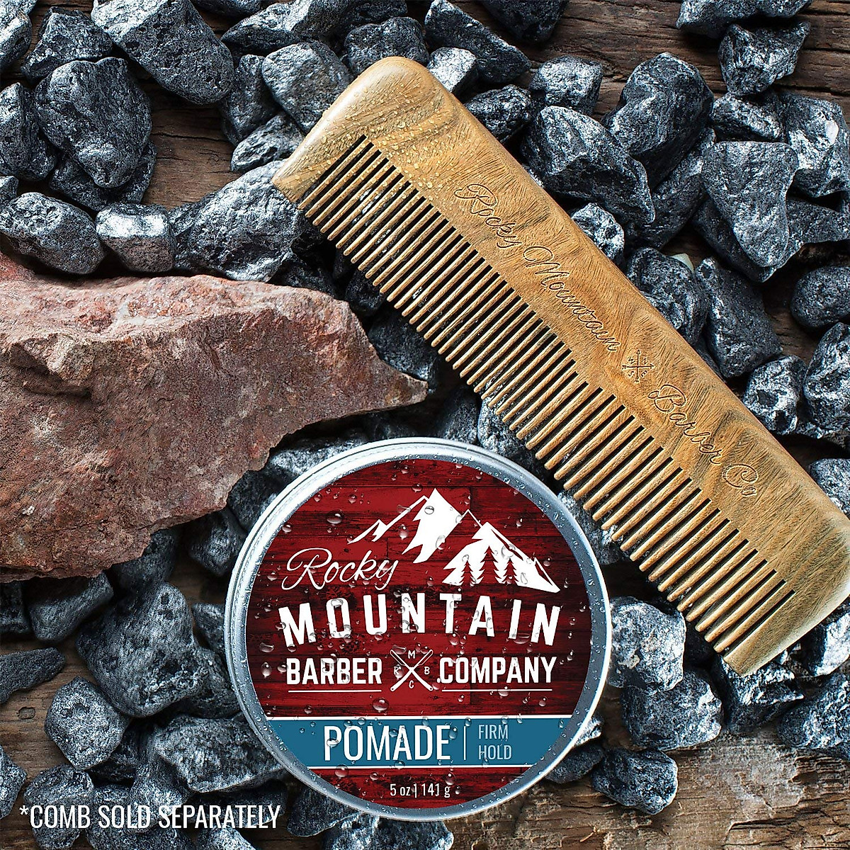 Rocky Mountain Barber Company Pomade for Men - 5 oz Tub Classic Styling Product with Strong Firm Hold for Side Part, Pompadour & Slick Back Looks – High Shine & Easy to Wash Out – Water Based