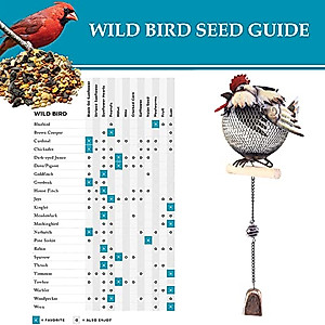 wtreew Solar Rooster Bird Feeder Squirrel Proof for Outside - Unique Cute Metal Animal Shaped Wild Bird Feeder with Solar Light, Wind Chime, Gift for Bird Lovers(Rooster)