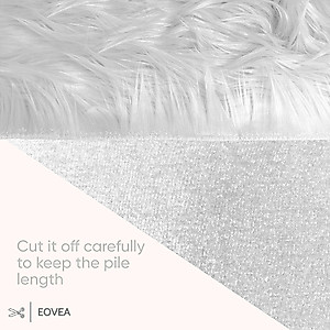 EOVEA Shaggy Faux Fur Fabric by The Yard - 36" X 60" Inch Wide - Fluffy Fur Fabric- Plush Furry Materials - Fuzzy Craft Supply for DIY, Halloween, Upholstery, Costume, Sewing(White, One Yard)