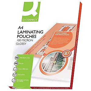 Q-Connect KF04115 Laminating Pouch A4 100-Micron (Pack of 100)