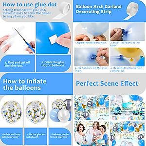 PARTY SPOT! 94 pcs Baby Shower Decorations for Boy, 5 Pcs White Balloon Boxes, 70 pcs Latex Balloons, Blue Elephant Theme Baby Shower Decorations Gender Reveal Party Supplies