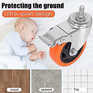 Stem Casters Heavy Duty Swivel Threaded Stem Caster Wheels with American Size 1/2''-13x1'' Thread Dual Locking Wheel with Brakes Pack of 4 (4 inch, with Brake)