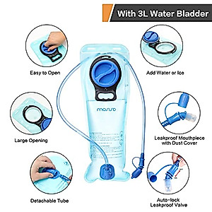 MOSISO Tactical Hydration Pack Backpack, Lightweight Military Daypack Water Backpack Rucksack Bladder Bag with 3L Water Bladder for Outdoor Sports, Hiking,Climbing,Running,Cycling,Biking, Black