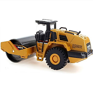 Gemini&Genius Road Roller Toy for Kids, Heavy Duty Construction Vehicle Toys 1-50 Scale Alloy Road Truck, Engineering Car Toy Collection, Display and Play for Kids (Brown)