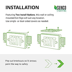 Sunco LED Exit Signs with Emergency Lights, Double Sided Adjustable LED Emergency Combo Light with Backup Battery, Hard Wired, Commercial Grade, 120-277V, Fire Resistant (UL 94V-0) 6 Pack