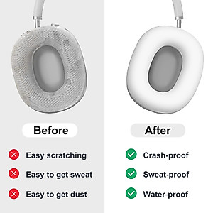 [3 in 1] Vsagier Silicone Case for AirPod Max,Ear Pad Case Cover/Ear Cups Cover/Headband Cover,Skin Anti-Scratch, Accessories Ultra Protective Cover for Apple AirPods Max(White)…