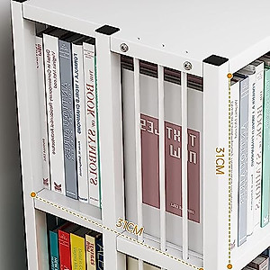 DESONIX Bookshelf 360° Rotating Bookshelf Mobile Shelf Corner Storage Rack with Wheels Floor-to-Ceiling Bookcase for Bedroom Living Room Home Office Floor Standing Bookcase