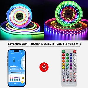 PAUTIX Bluetooth Music Pixel LED Smart Controller SP611E,for WS2811 WS2812 SM16703 Addressable Dream Color LED Strip Pixels Light DC5V-24V APP/IR Remote Control(NOT for RGB LED Strip without Smart IC)
