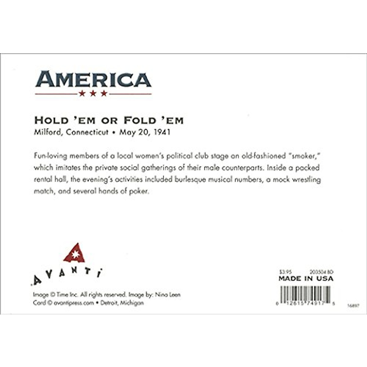 Women's Poker Night Avanti America Collection Funny Birthday Card for Her