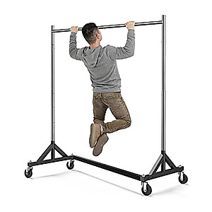 HOKEEPER Commercial Z Base Garment Rack Hold 400LBS Heavy Duty Clothing Rack Adjustable Rolling Clothes Rack for Hanging Clothes Racks on Wheels Portable Z Rack, Chrome Finish