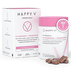 Happy v Dr. Formulated D-Mannose with Cranberry Pills for Women Cranberry for Urinary Tract infections & D Mannose Powder for UTI Infection Prevention, Bladder & Urinary Tract Health & Harmony