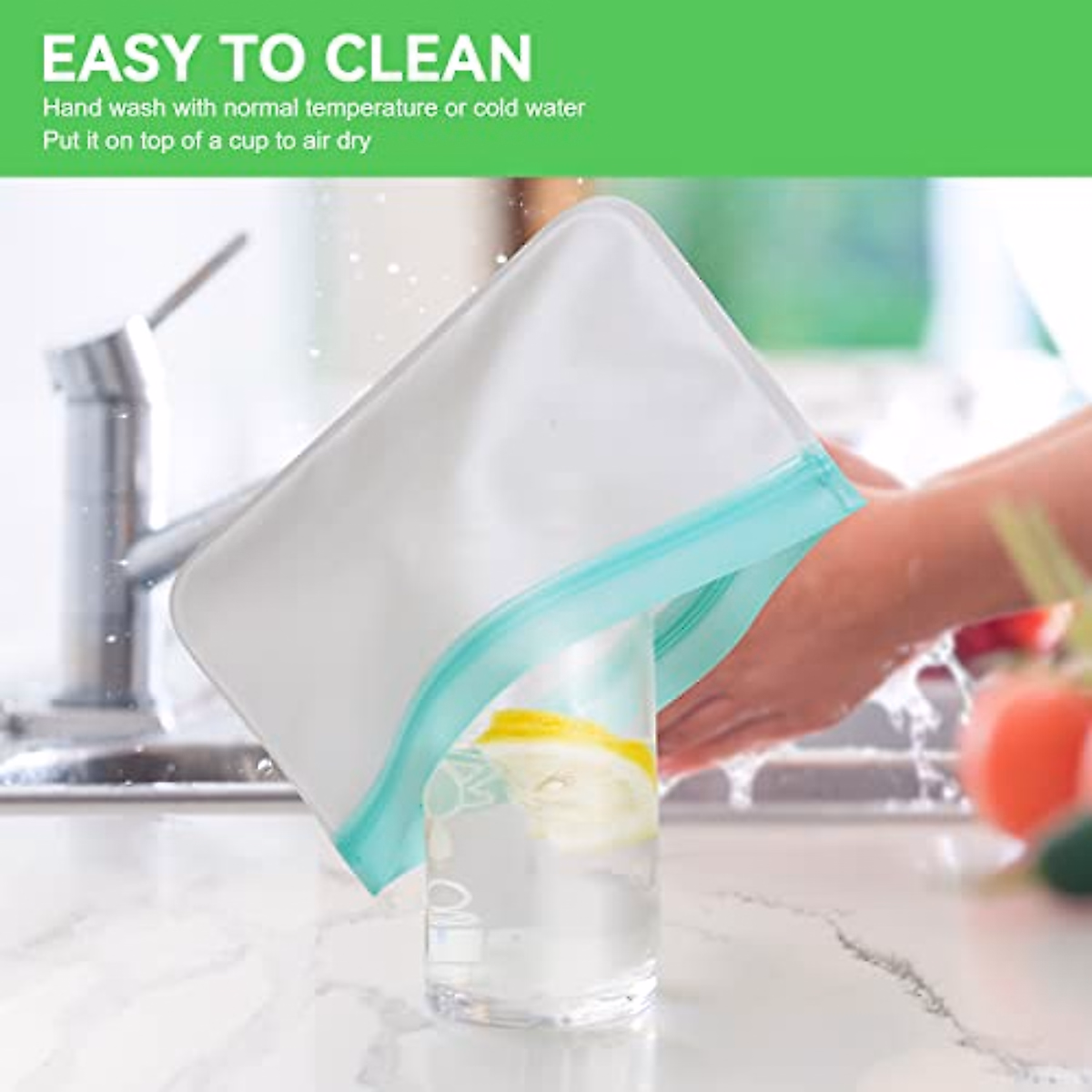 Reusable Food Storage Bags, 16 Pack Reusable Sandwich Bags BPA Free Reusable Freezer Bags, Leakproof Reusable Bags Silicone for Lunch Meat Fruit Veggies Snacks (10 Stand-Up bags+6 Flat bags)